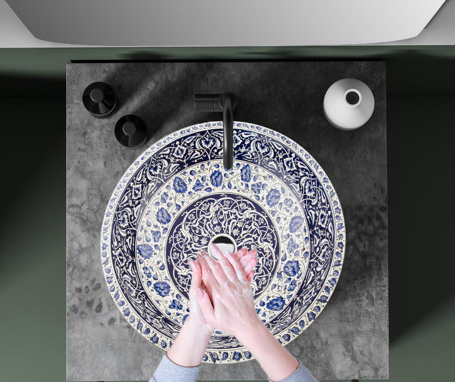 Floral Patterned Basin Sink Ceramic Countertop Basin - Etsy