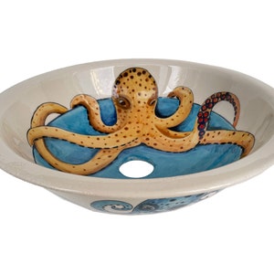 Bathroom Vessel Octopus Sink, Ceramic Countertop Basin, Washing Bowl ...
