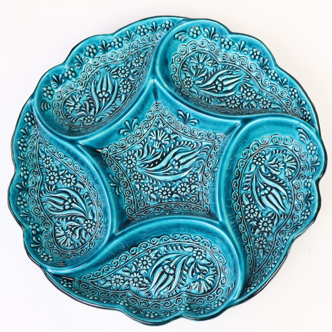 Multi Section Divided Serving Dish Platter, Turkish Ceramic Offering ...
