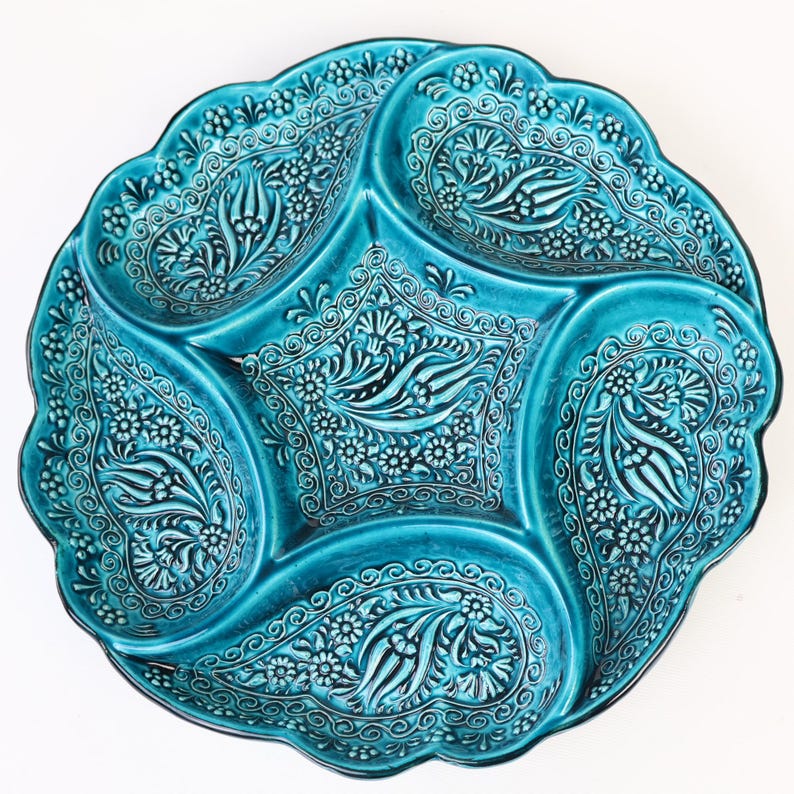 Multi Section Divided Serving Dish Platter, Turkish Ceramic Offering ...