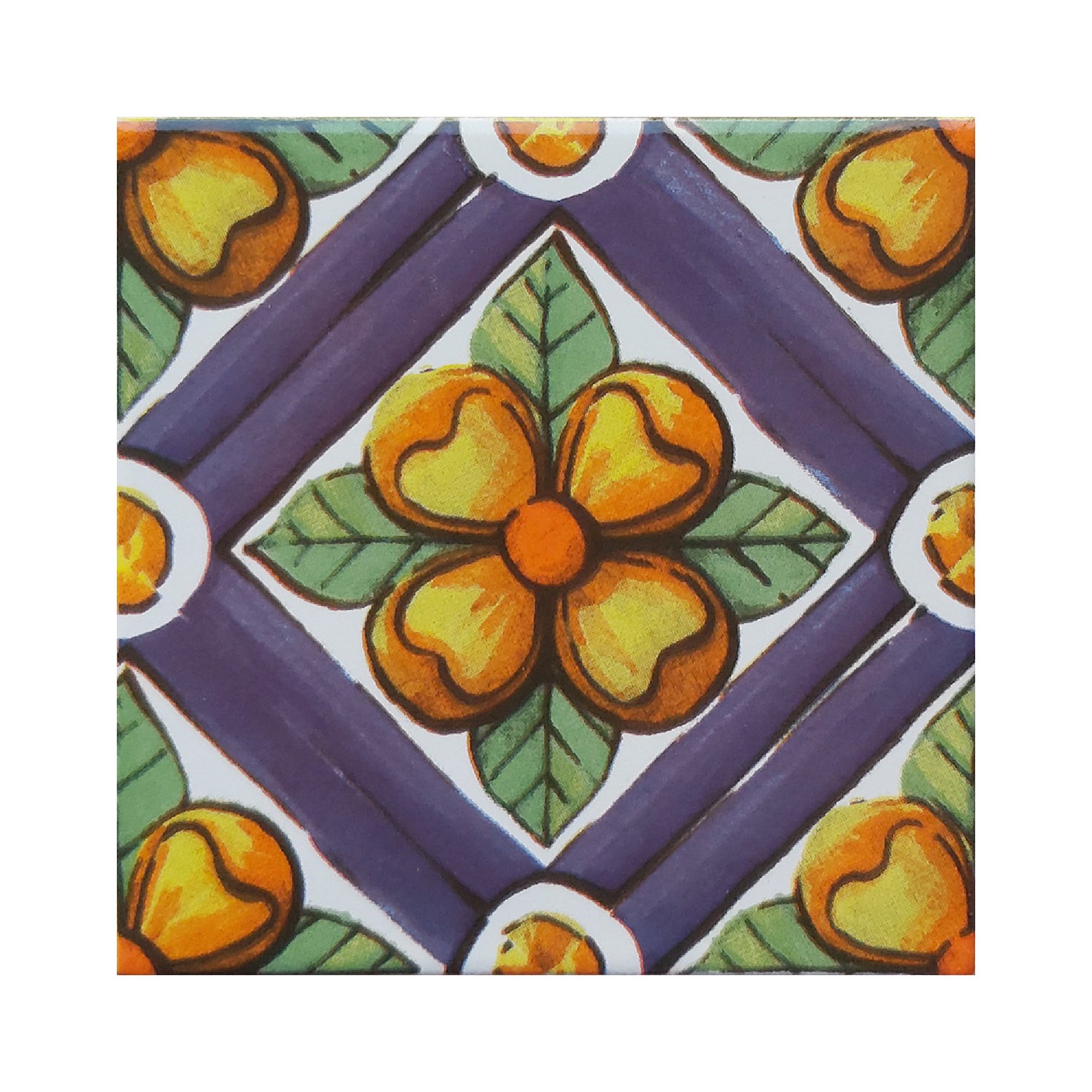 Decorative Spanish Mosaic Tiles, Spanish Mediterranean Decor, 4 ...