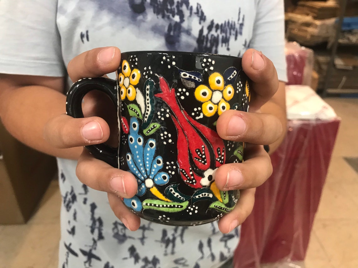 Handmade Beautiful Embossed Ceramic Mugs Double Espresso & - Etsy