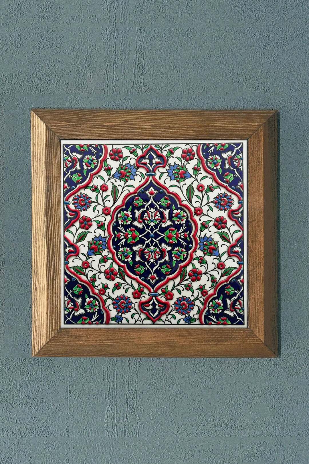 Decorative Wall Tile, Tile Sign, Floral Ceramic Embossed Wall Hanging ...