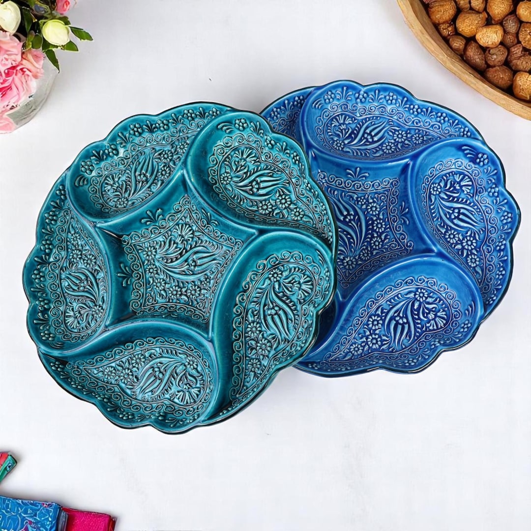 Multi Section Divided Serving Dish Platter, Turkish Ceramic Offering ...