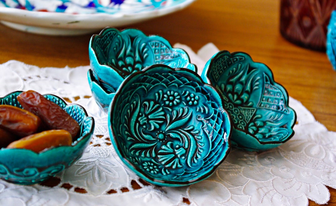 Appetizer Bowl, Ceramic Handpainted Turquoise Breakfast Bowl, Mezze ...