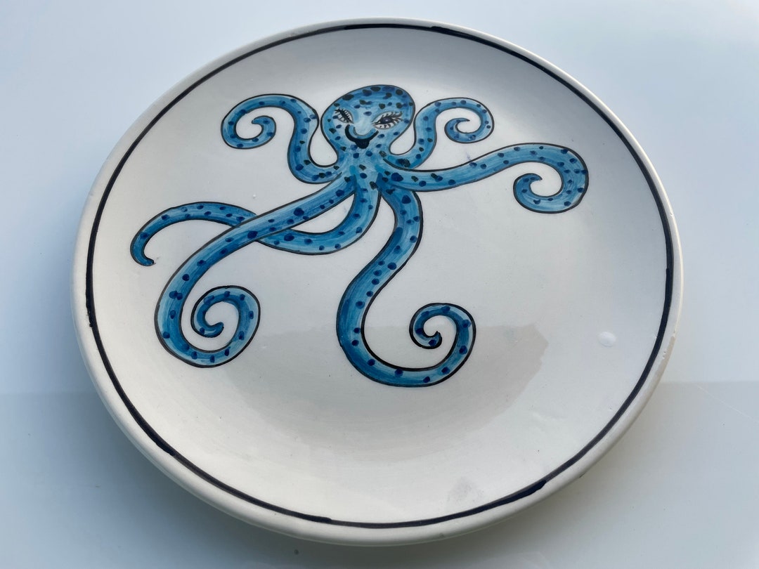 10" Ceramic Serving Octopus Plate, 7" Cake Checkered Plate, 30 Cm ...
