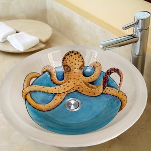 Bathroom Vessel Octopus Sink, Ceramic Countertop Basin, Washing Bowl ...
