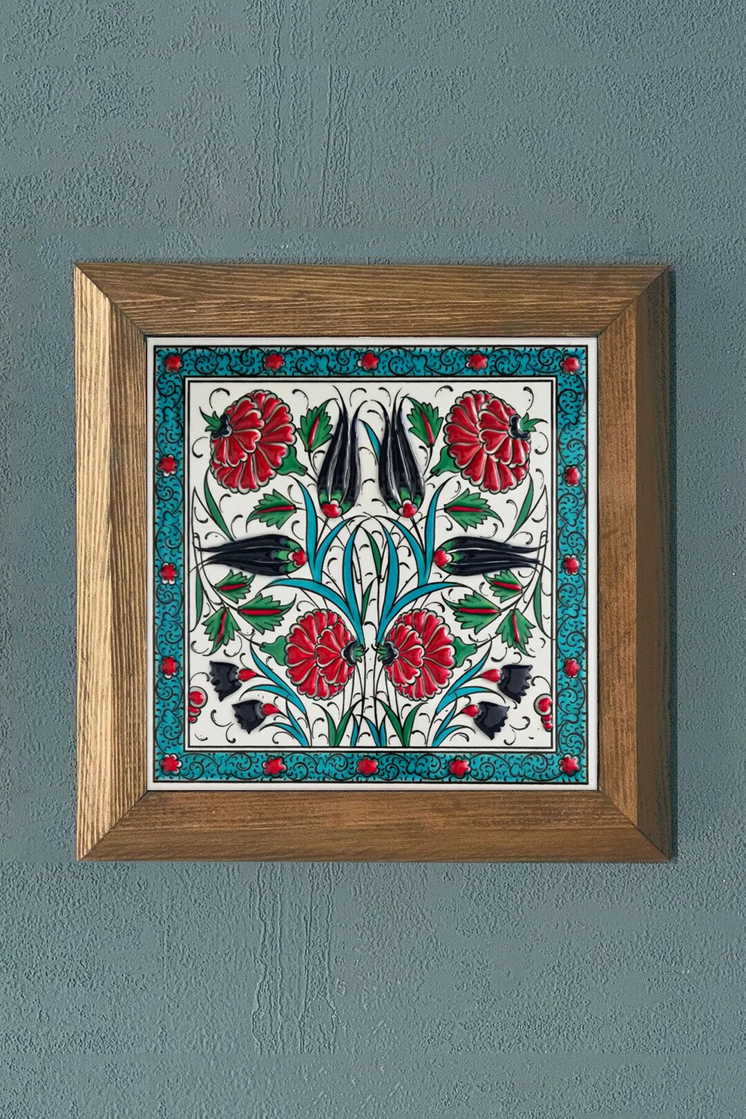 Decorative Wall Tile, Floral Ceramic Embossed Wall Hanging Decor ...