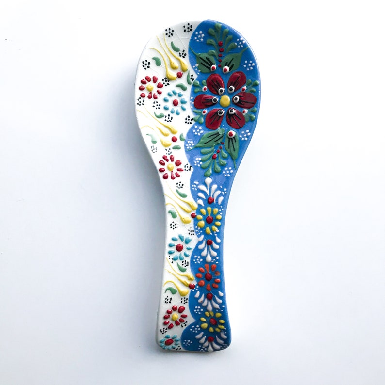 Sky Blue Coffee Spoon Rest, Tea Spoon Holder, Abstract Blue Kitchen ...