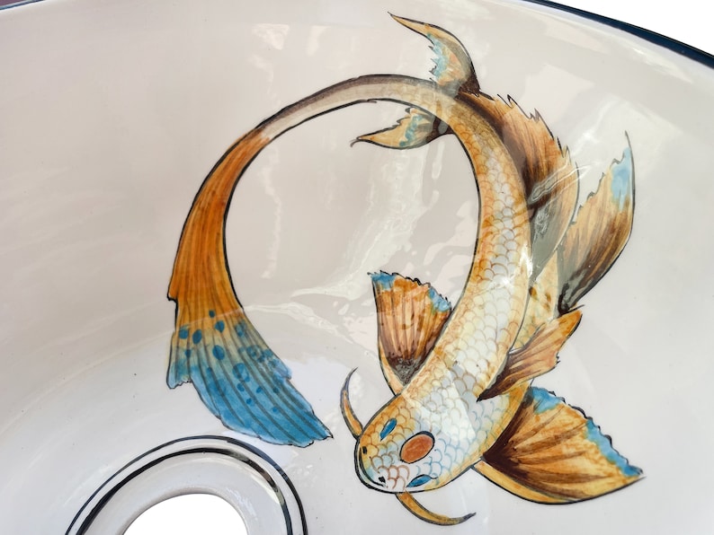 Bathroom Vessel Koi Fish Sink Ceramic Countertop Basin Bowl - Etsy