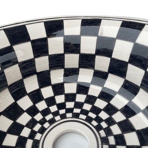 Checkered Sink, Bathroom Vessel Sink, Black & White Ceramic Countertop ...