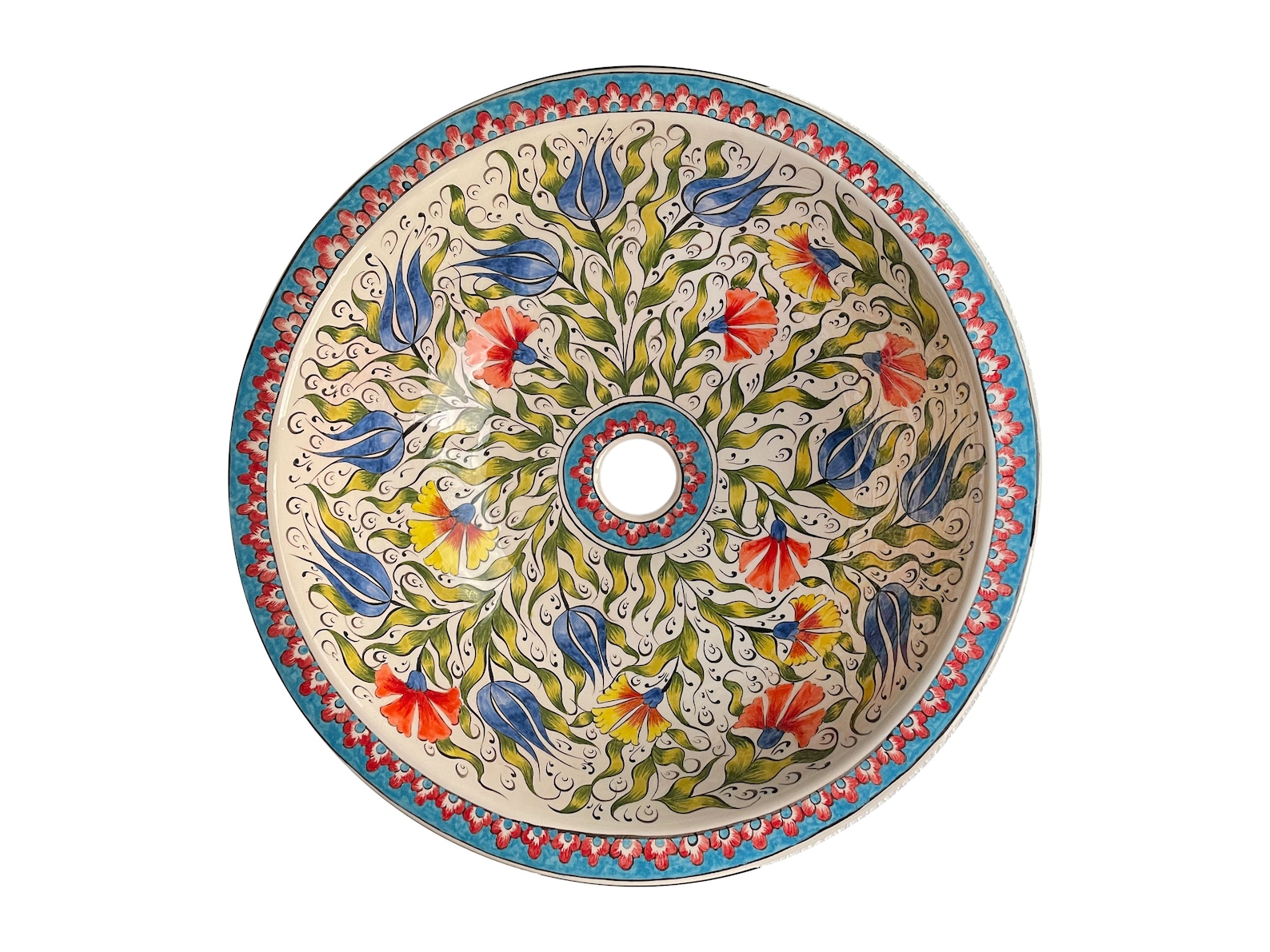 Bathroom Ceramic Flower Pattern Wash Basin, Bathroom Vessel Sink, Above ...