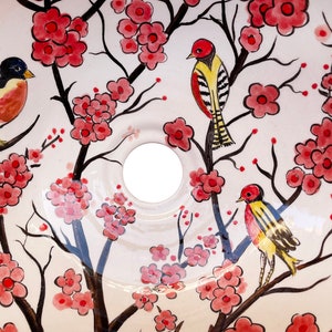 Bathroom Vanity Vessel Bird Sink, Bird & Sakura Washbasin, Half ...