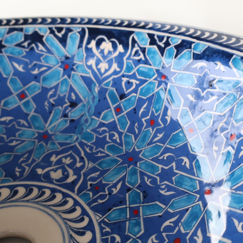 Bathroom Traditional Geometric Oriental Sink, Midcentury Vessel Basin ...