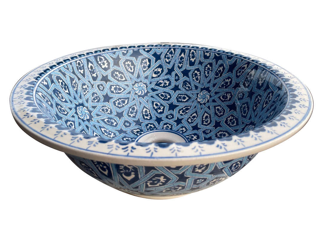 14 Inch Bathroom Blue Vessel Sink, Countertop Basin, Washing Bowl ...