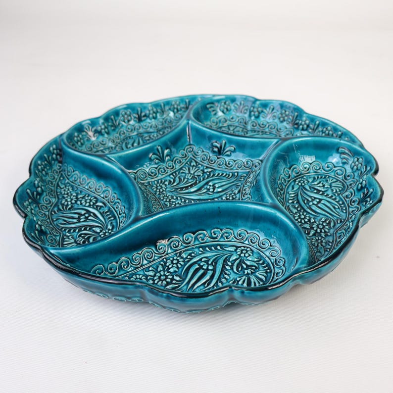 Multi Section Divided Serving Dish Platter, Turkish Ceramic Offering ...