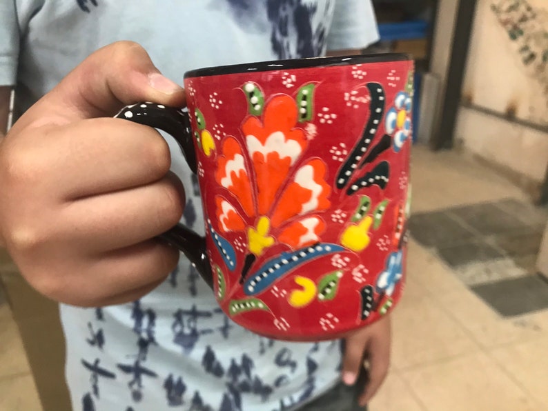 Handmade Beautiful Embossed Ceramic Mugs Double Espresso & - Etsy