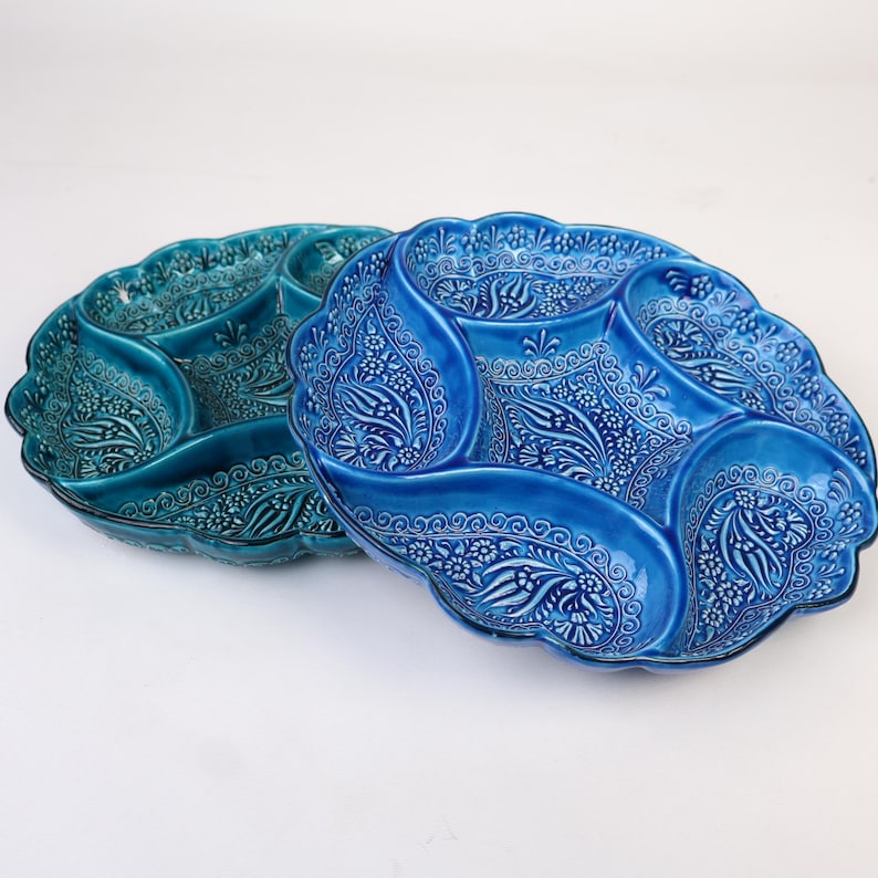 Multi Section Divided Serving Dish Platter, Turkish Ceramic Offering ...
