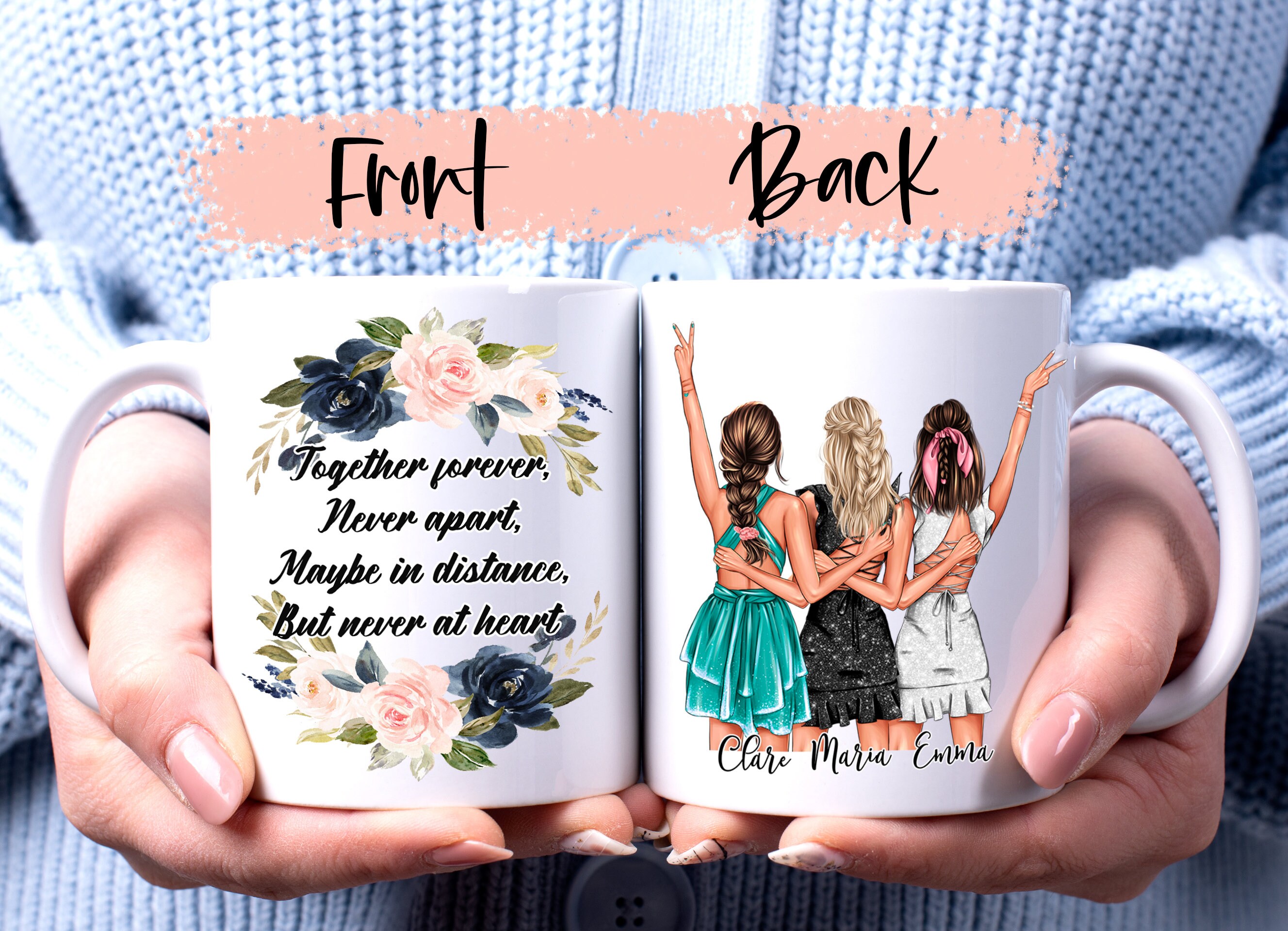 3 Best Friend Gifts Friends 3 Best Friends 3 Sisters Mug - Etsy