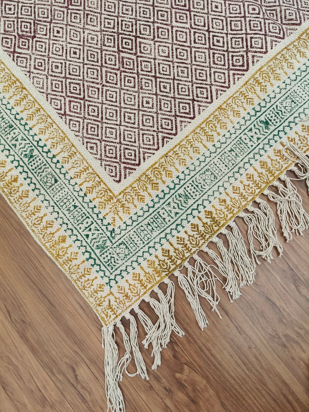 Hand Block Print Rug for Home Decor, Large Area Rug for Living Room ...