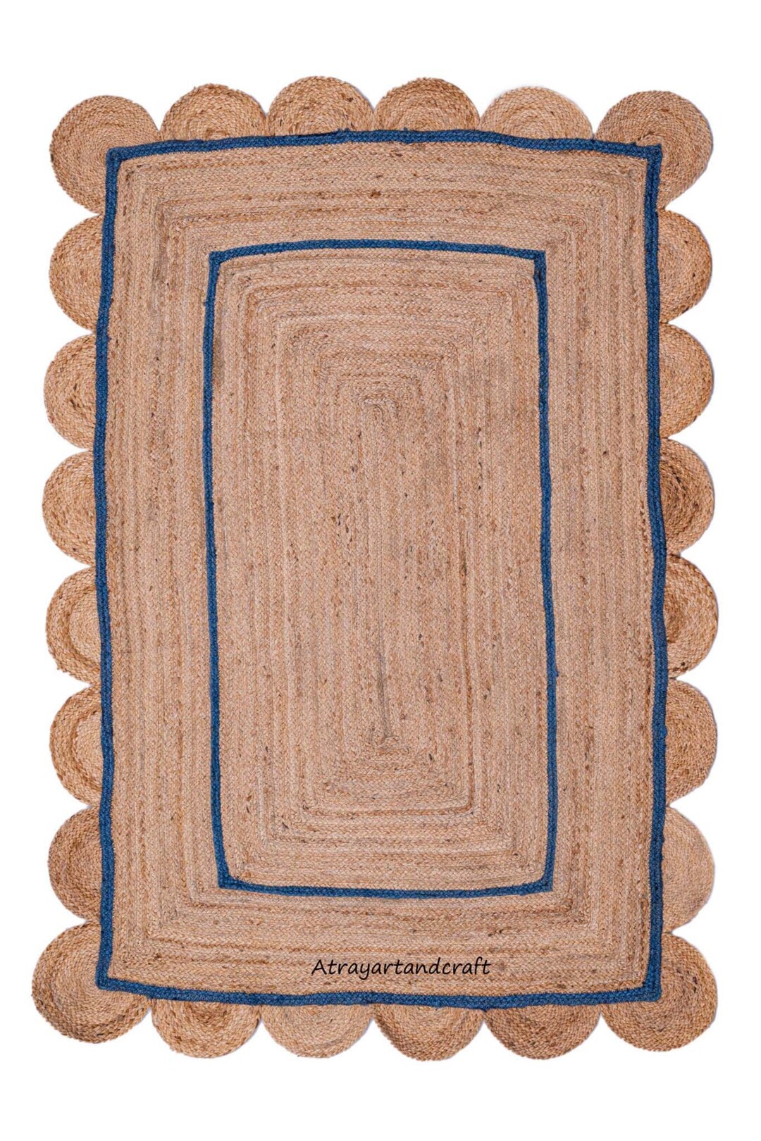 Scalloped Jute Rug Scallop Jute Rug Braided Scalloped Rug - Etsy