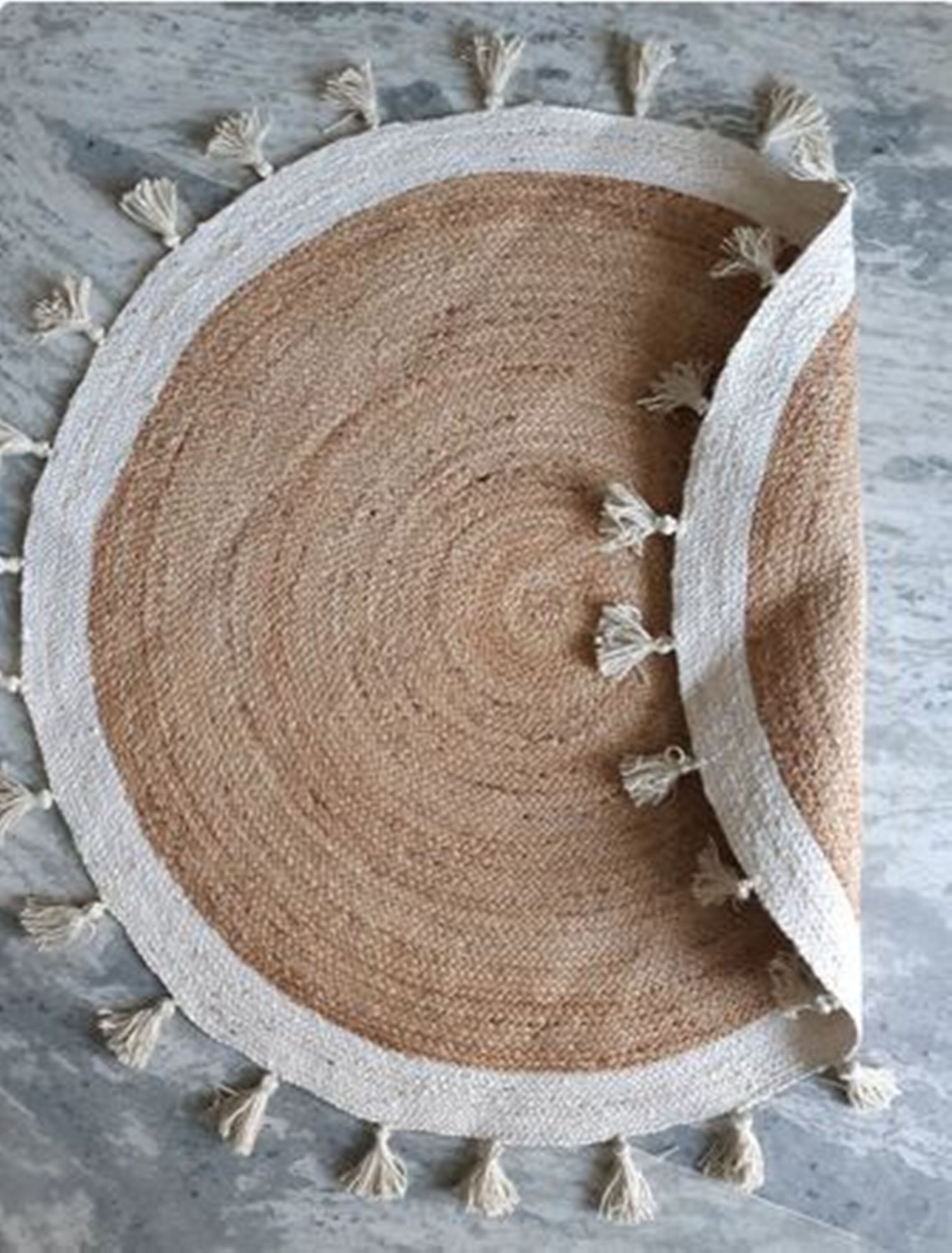 4x4 6x6 8x8 Ft. Natural Handwoven Jute Round Rug Bohemain Jute - Etsy