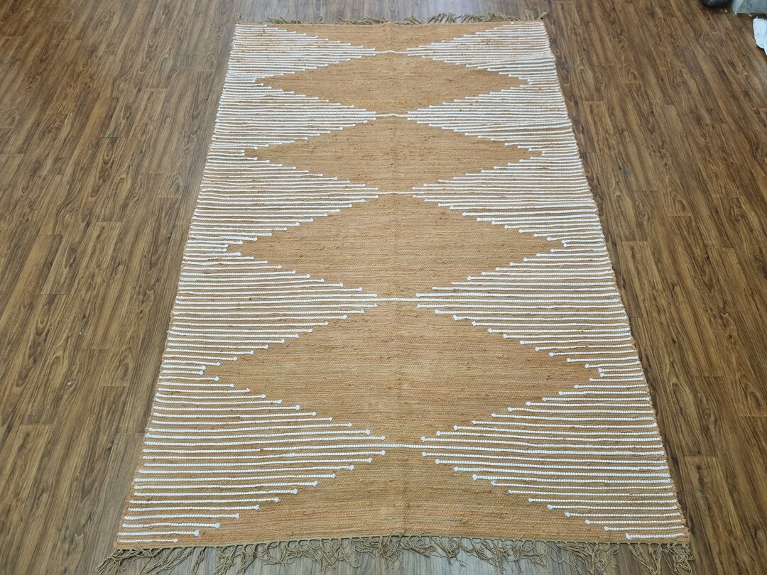 Handmade Chindi Cotton Rug, Large Area Rug Runner, Indian Rust Rug ...