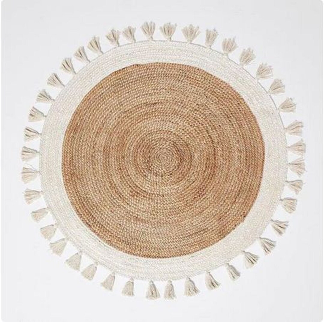 Hand Braided Jute Round Rug Bohemain Jute Rug Rustic Hipster Jute Rug ...