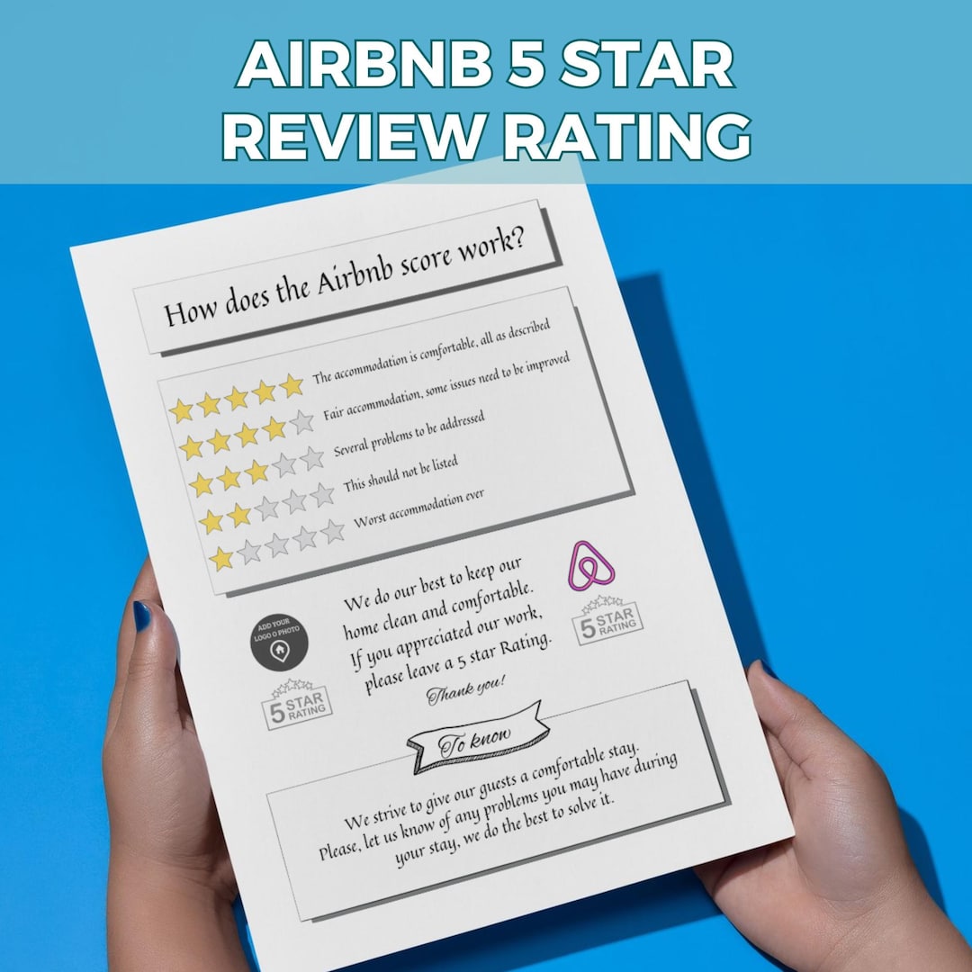 Airbnb 5 Star Rating Review | Explanation Printable Editable Template, Rating Guide Prints to ...