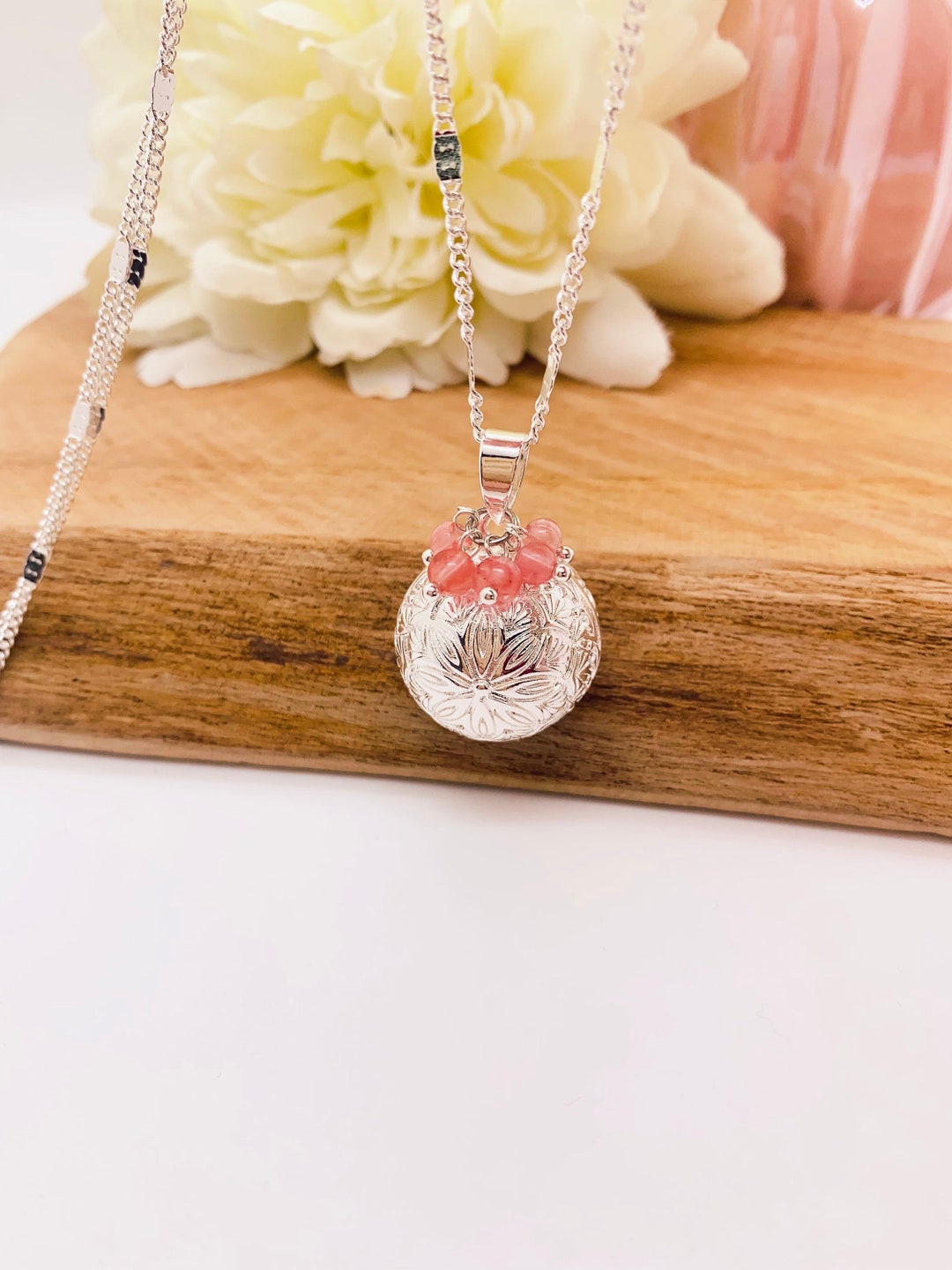 Silver Pregnancy Bola and Semi-precious Stones of Your Choice - Etsy