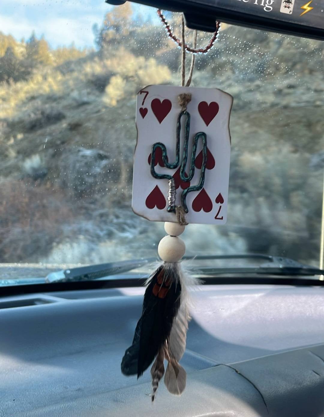 Card Car Charm, Western Car Charms, Rearview Mirror Charm - Etsy