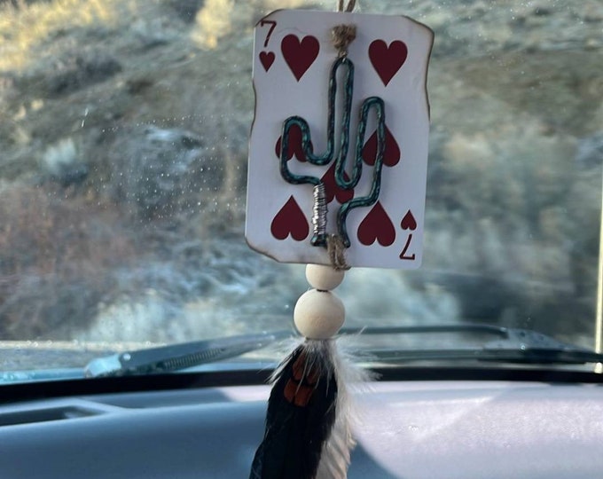 Card Car Charm, Western Car Charms, Rearview Mirror Charm - Etsy