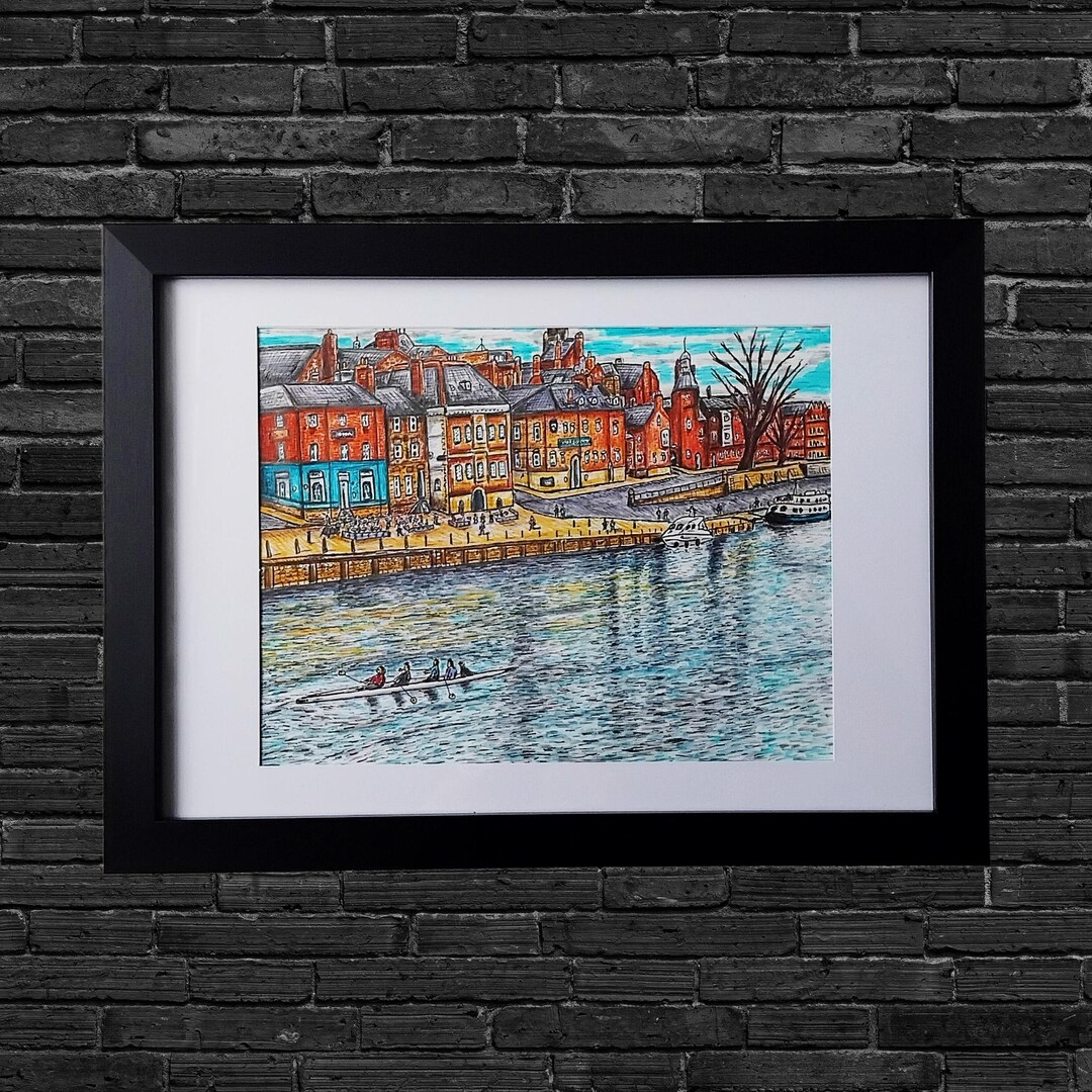 York Riverfront Art Print, UK | Framed Giclee Style Wall Decor ...