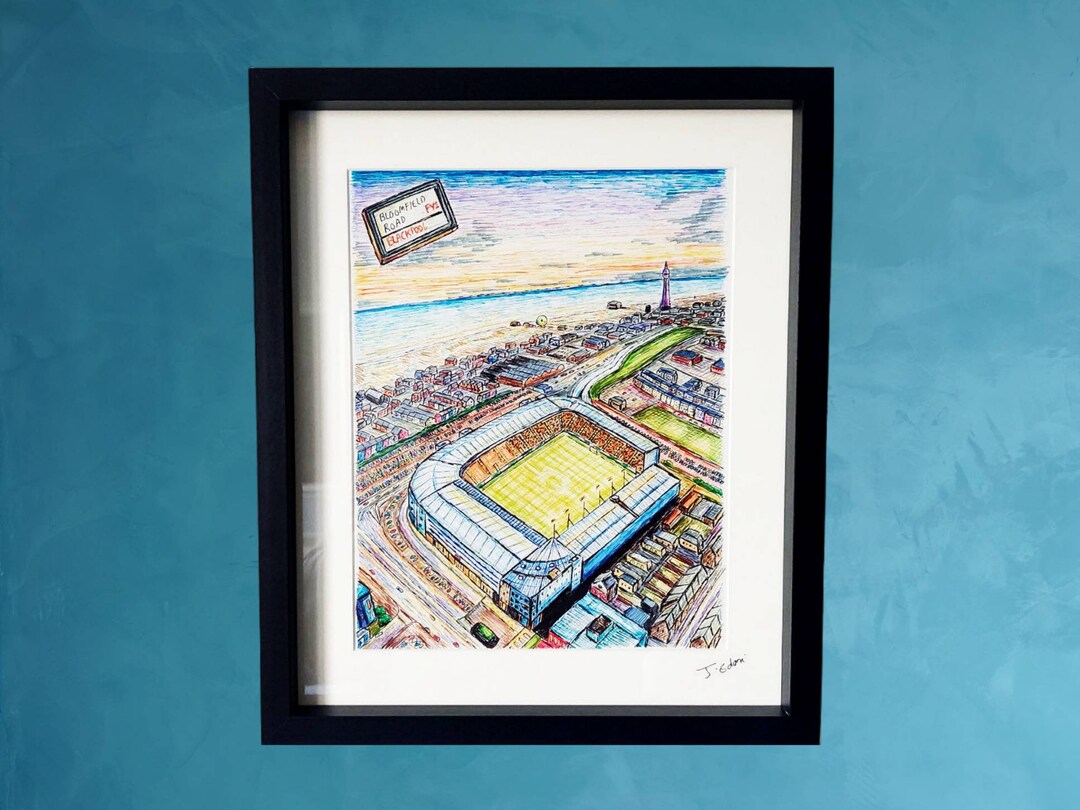 Blackpool FC Art, Bloomfield Stadium, Blackpool, Football Art, Birthday ...