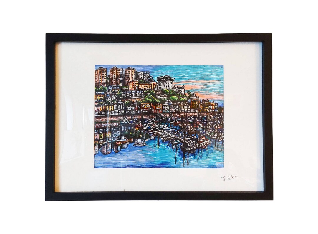 Original Torquay Artwork Framed UK Art- Torquay Harbour (birthday Gift ...