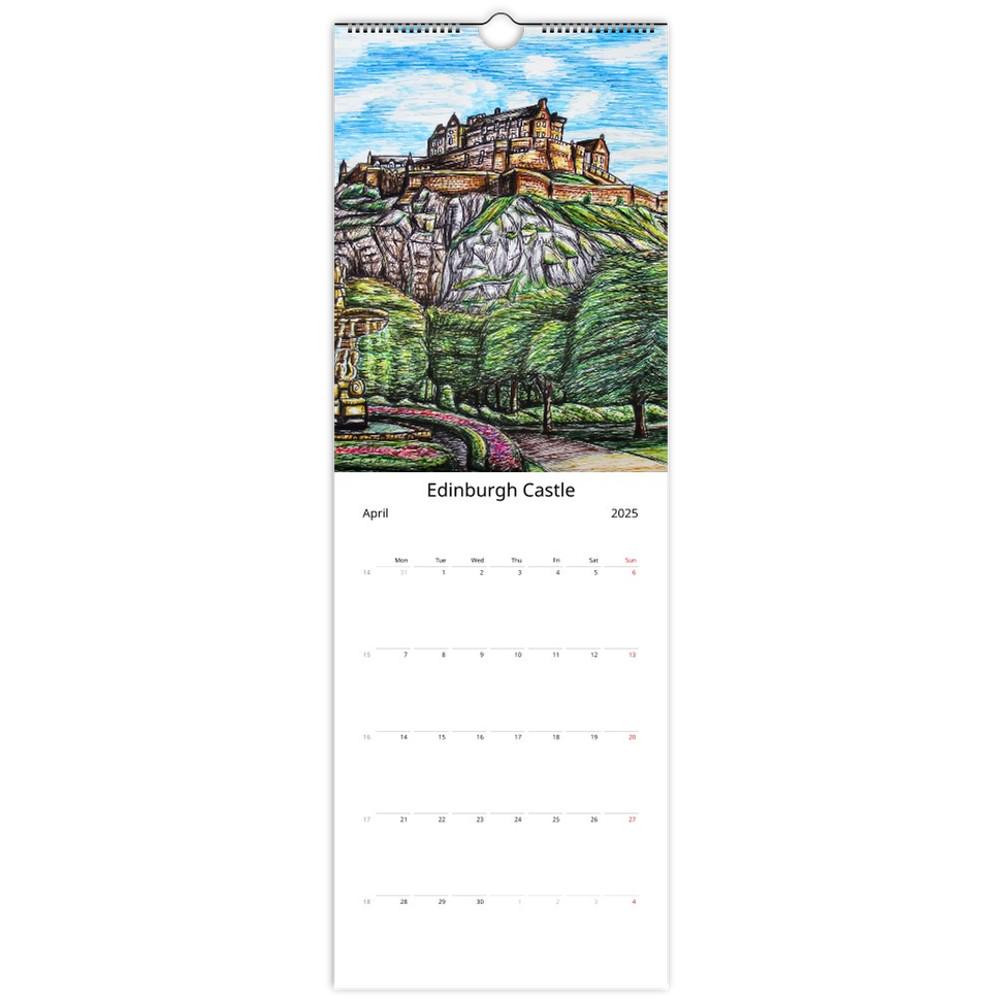 Slim Edinburgh Calendar, Wall Art- Birthday Gift, House Warming Gift ...