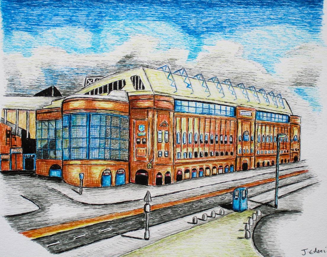 Rangers FC Art Framed/ Unframed Football Giclee Print- Ibrox, Scotland ...