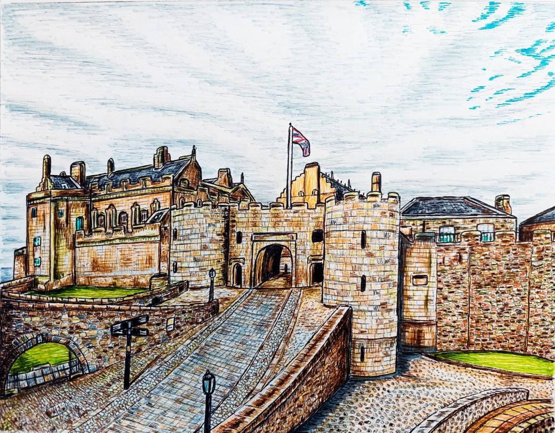 Stirling Original Castle Art: Pen Drawing, Scotland Landmark, UK Gift ...