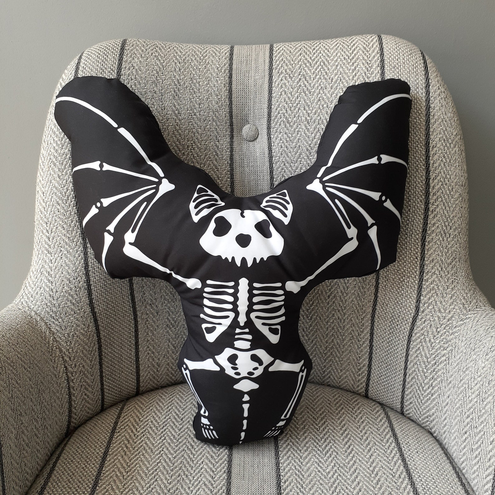 Bat Skeleton Gothic Pillow,scary Bed Pillow,shaped Pillow,gothic Gift ...