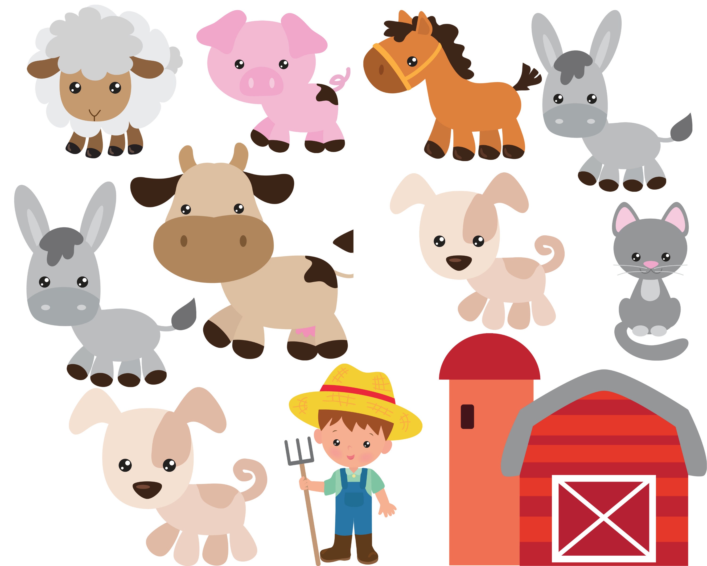 Free Black And White Farm Animal Clipart