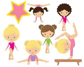 Gymnast Girl Clipart - Etsy