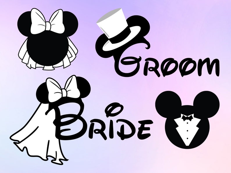 Bride wedding outline svg disney girl svg wedding cartoon | Etsy