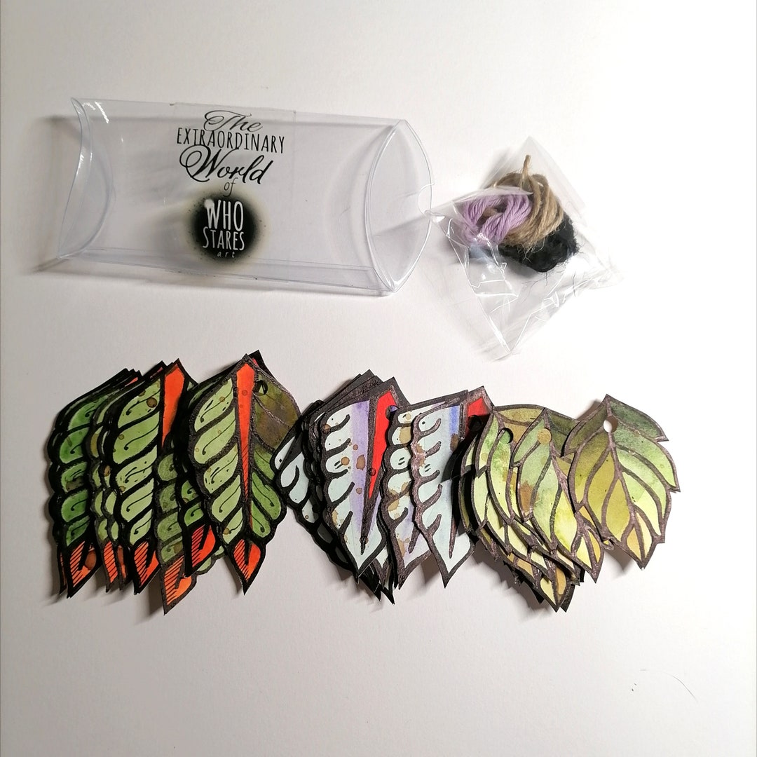 Leaf Labels, Set 30 Pieces - Tattoo Style, Hand Painted, Perforated ...