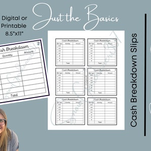 Cash Breakdown Slips • Just the Basics • Cash Budgeting - Etsy