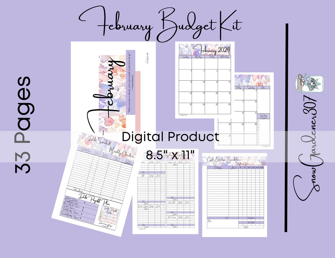 February Budget Planner Kit: 33-page Printable, Dated & Undated (PDF ...