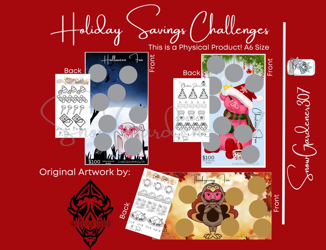 Laminated Holiday Scratch-off Savings Challenges • Halloween ...