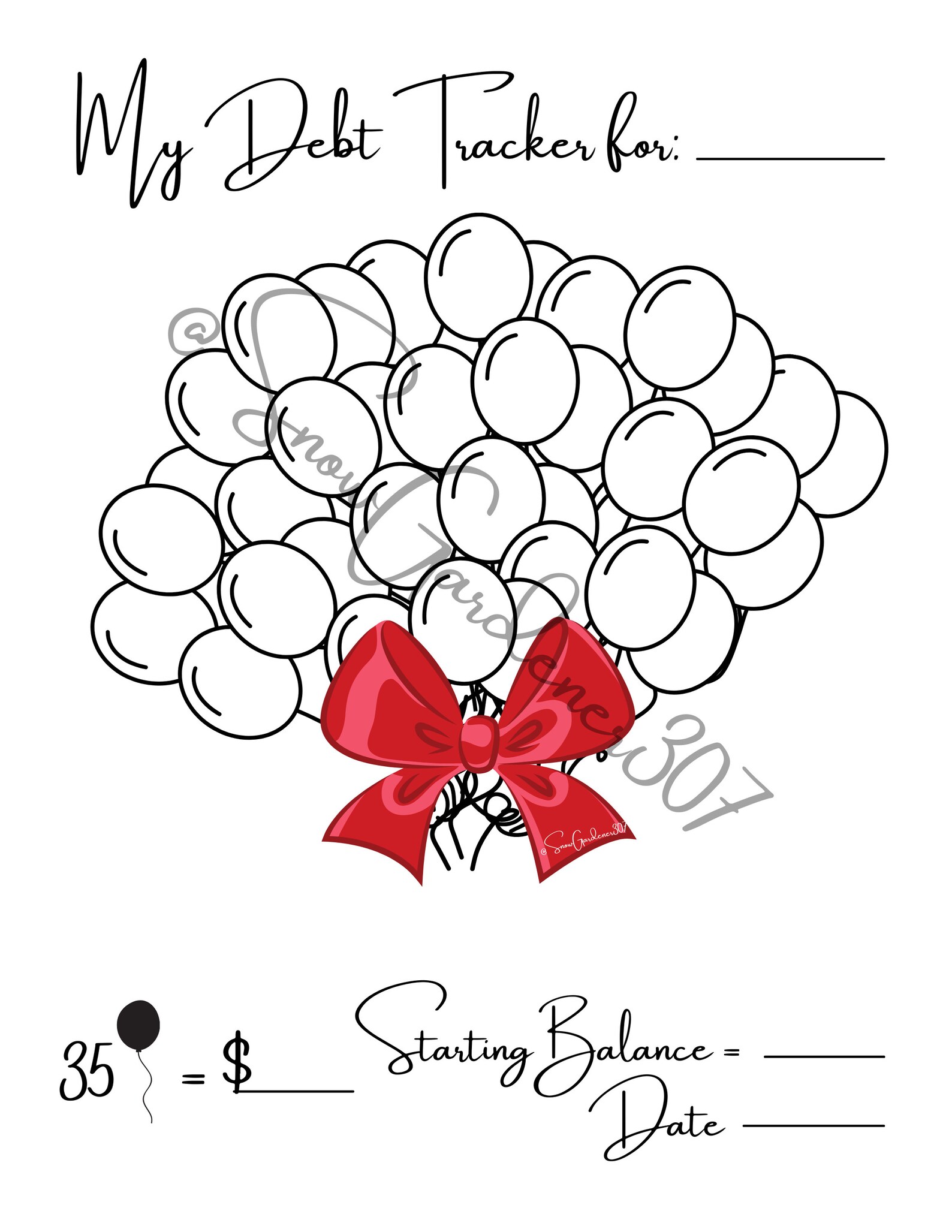 Debt Tracker Bundle: Credit Card, Cell Phone & Balloons (digital ...