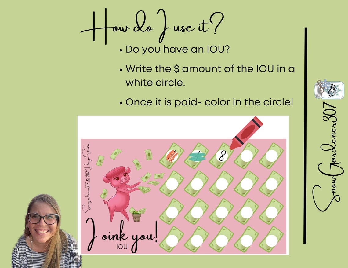 I Oink You IOU Slip: Printable Piggy Bank Budget (PDF) - Etsy