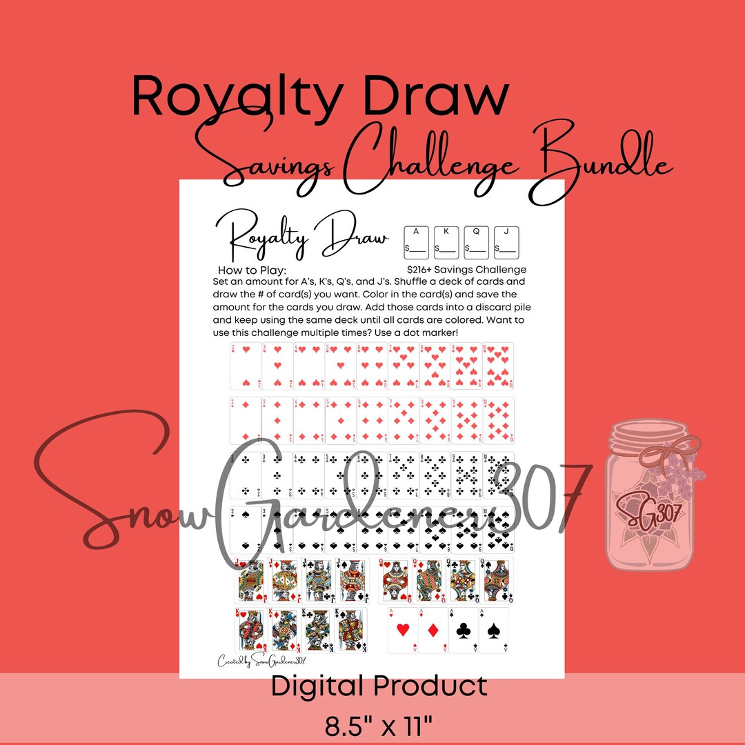 Royalty Savings Challenge BUNDLE * Card Game * 3 Challenges * Envelope ...