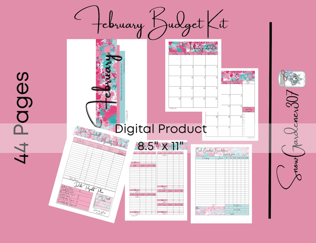 February Budget Planner Kit: Dated & Undated, 44 Pages (PDF Download ...